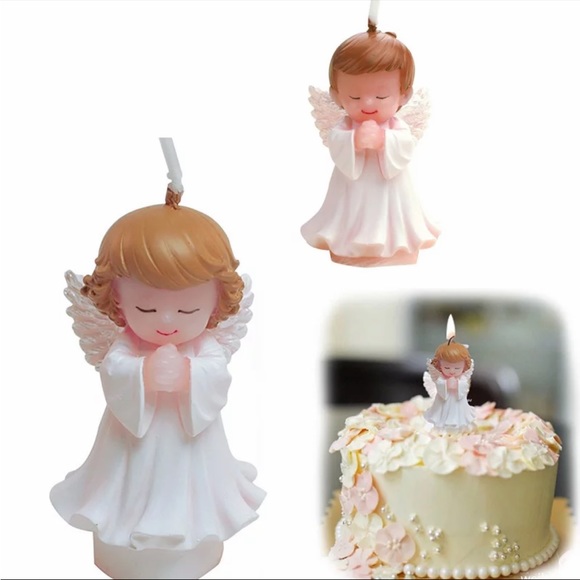 Party Supplies | Baptism Christening Cake Topper Candle Girl Angel ...